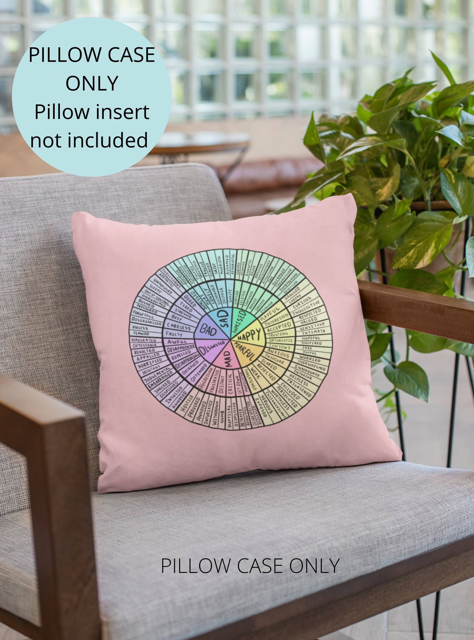 Feelings Wheel Chart Emotions Wheel Pillow Case Mental | Etsy