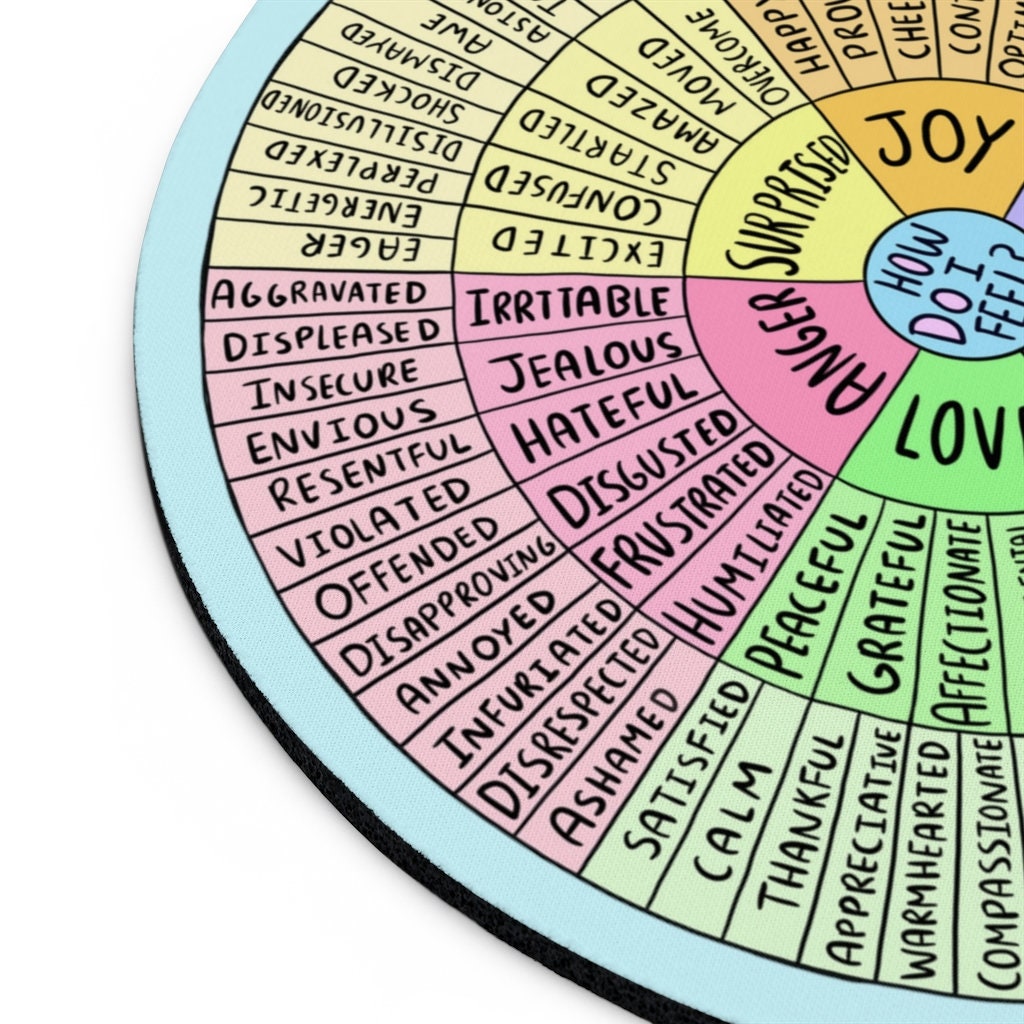 Feelings Wheel MOUSE Pad Wheel of Emotions Self Awareness - Etsy