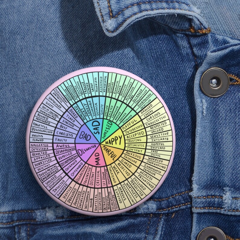 Feelings Wheel Pin Emotions Wheel Mental Health Pin Therapy | Etsy