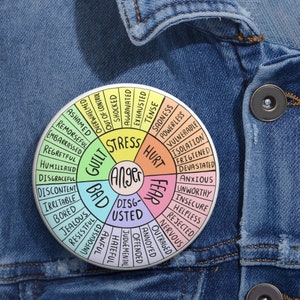 Feelings Wheel Pin, Emotions Wheel, ANGER Chart, Therapy Tools for All ...