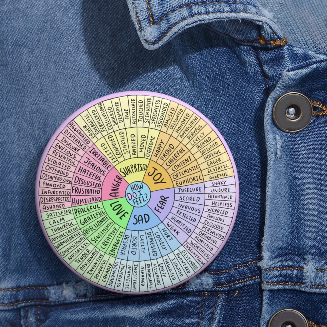 Feelings Wheel Pin, Emotions Wheel, Mental Health Pin, Therapy Tools ...