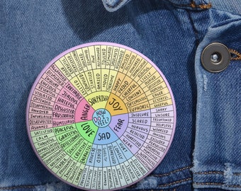 Feelings Wheel Pin, Emotions Wheel, Mental Health Pin, Therapy Tools ...