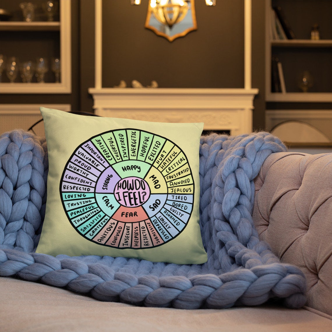 Feelings Wheel Pillow Emotions Wheel Pillow Wheel of | Etsy