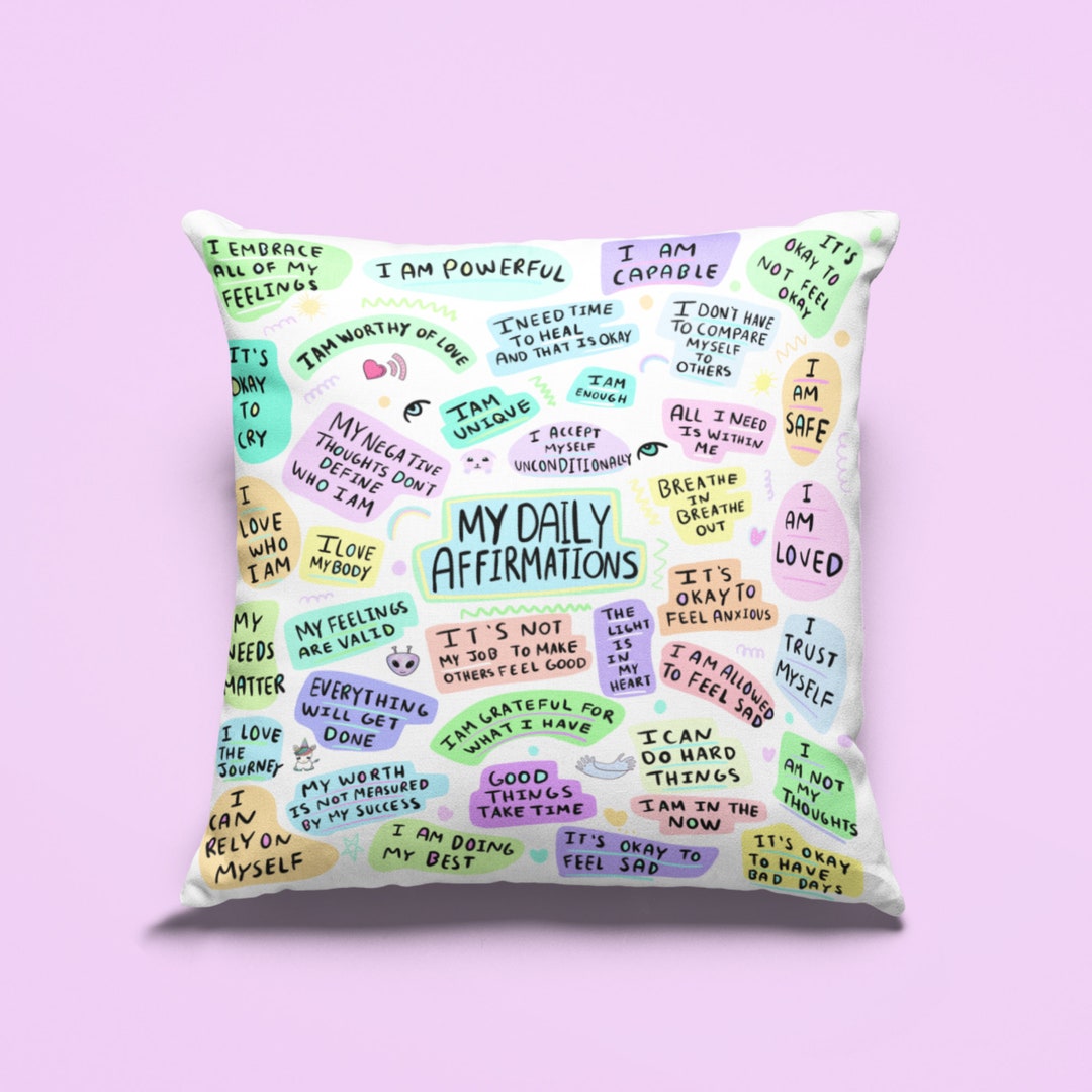 Daily Affirmations, Decorative Pillow, Mental Health Pillow, Therapist ...