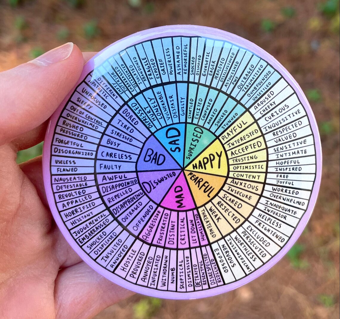 Feelings Wheel Pin Emotions Wheel Mental Health Pin Therapy | Etsy