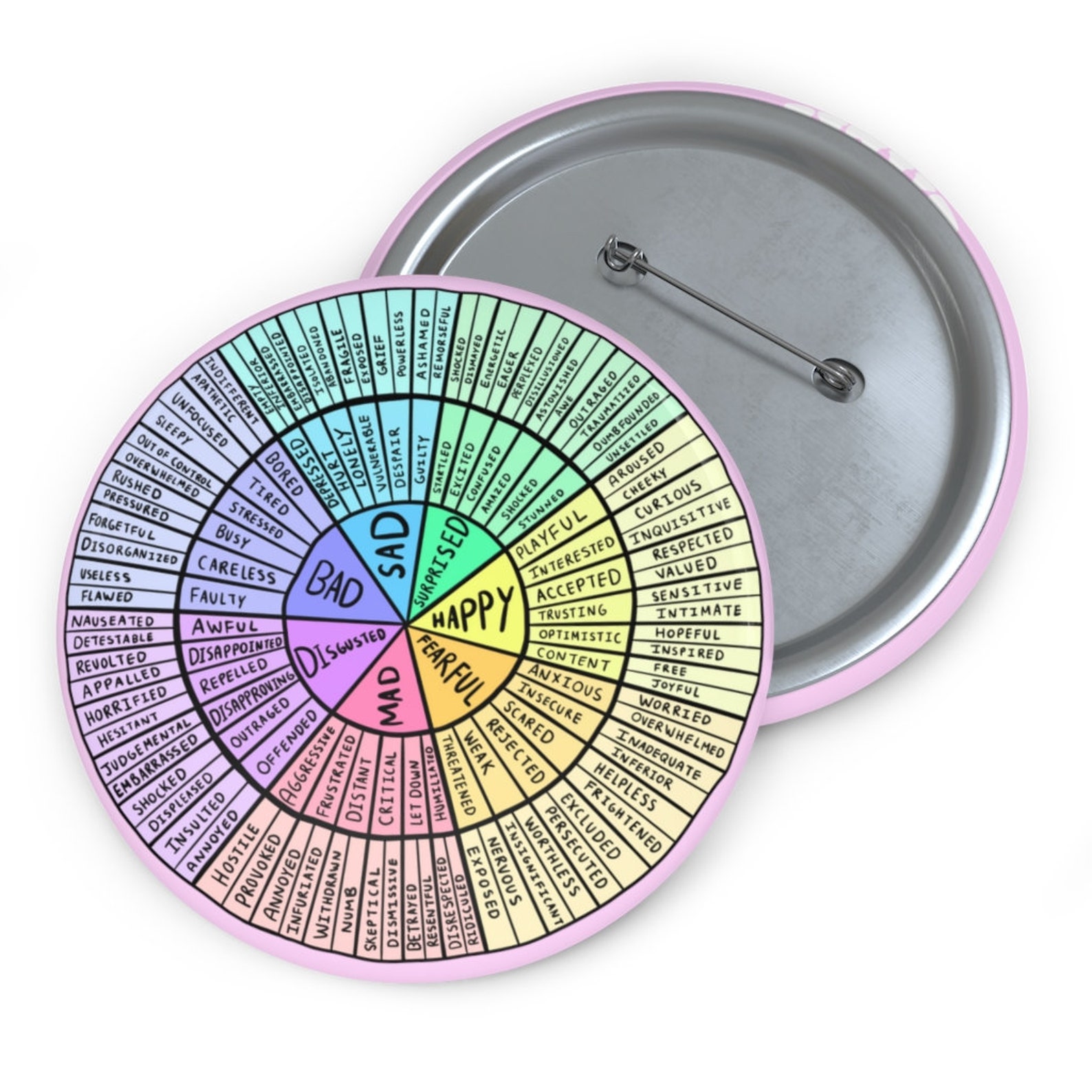 Feelings Wheel Pin, Emotions Wheel, Mental Health Pin, Therapy Tools ...