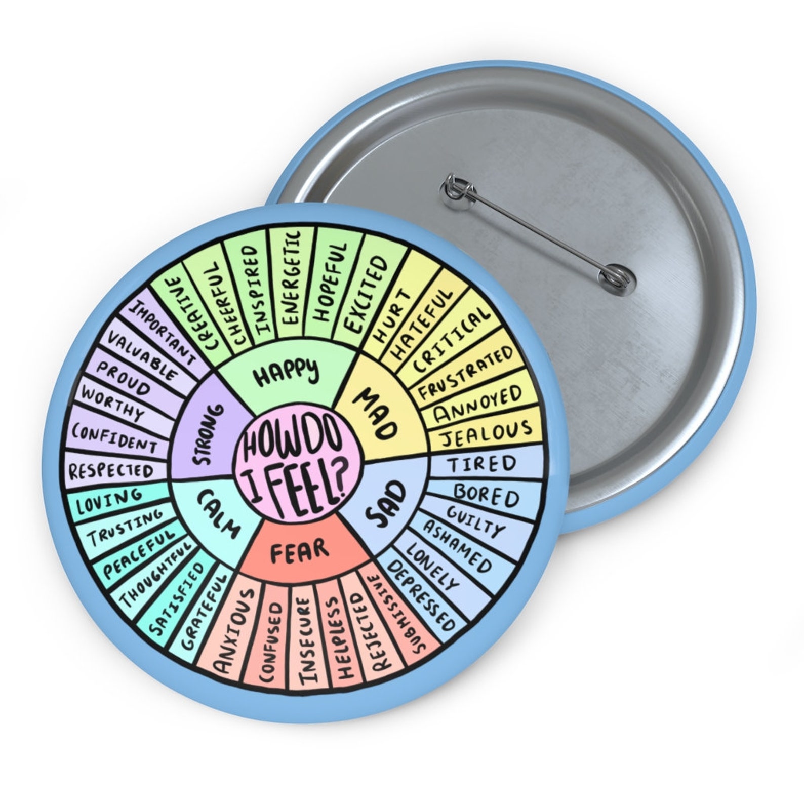 Feelings Wheel Pin Mental Health Pin Emotions Wheel Mental Health ...