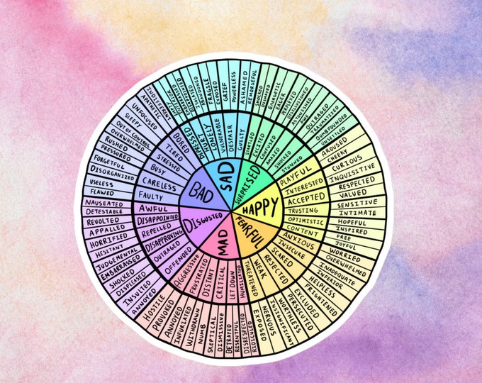 Emotions Wheel Sticker Feelings Wheel Sticker Feelings Wheel - Etsy