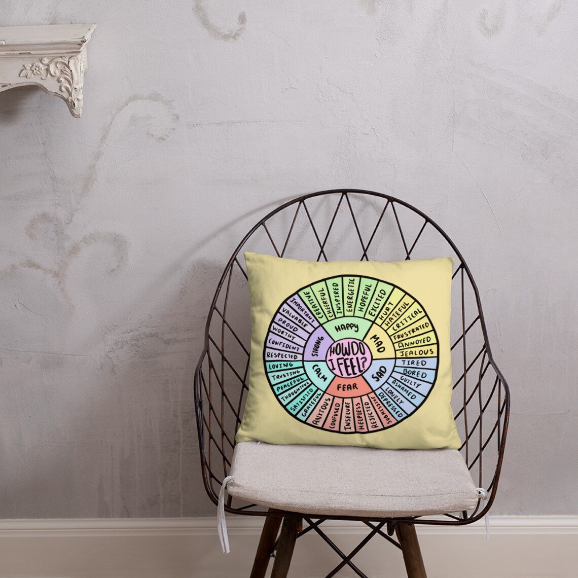 Feelings Wheel Pillow Emotions Wheel Pillow Wheel of | Etsy