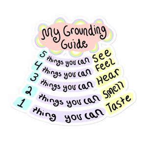 Grounding Guide, Mental Health Sticker, Grounding Exercises, Therapy ...