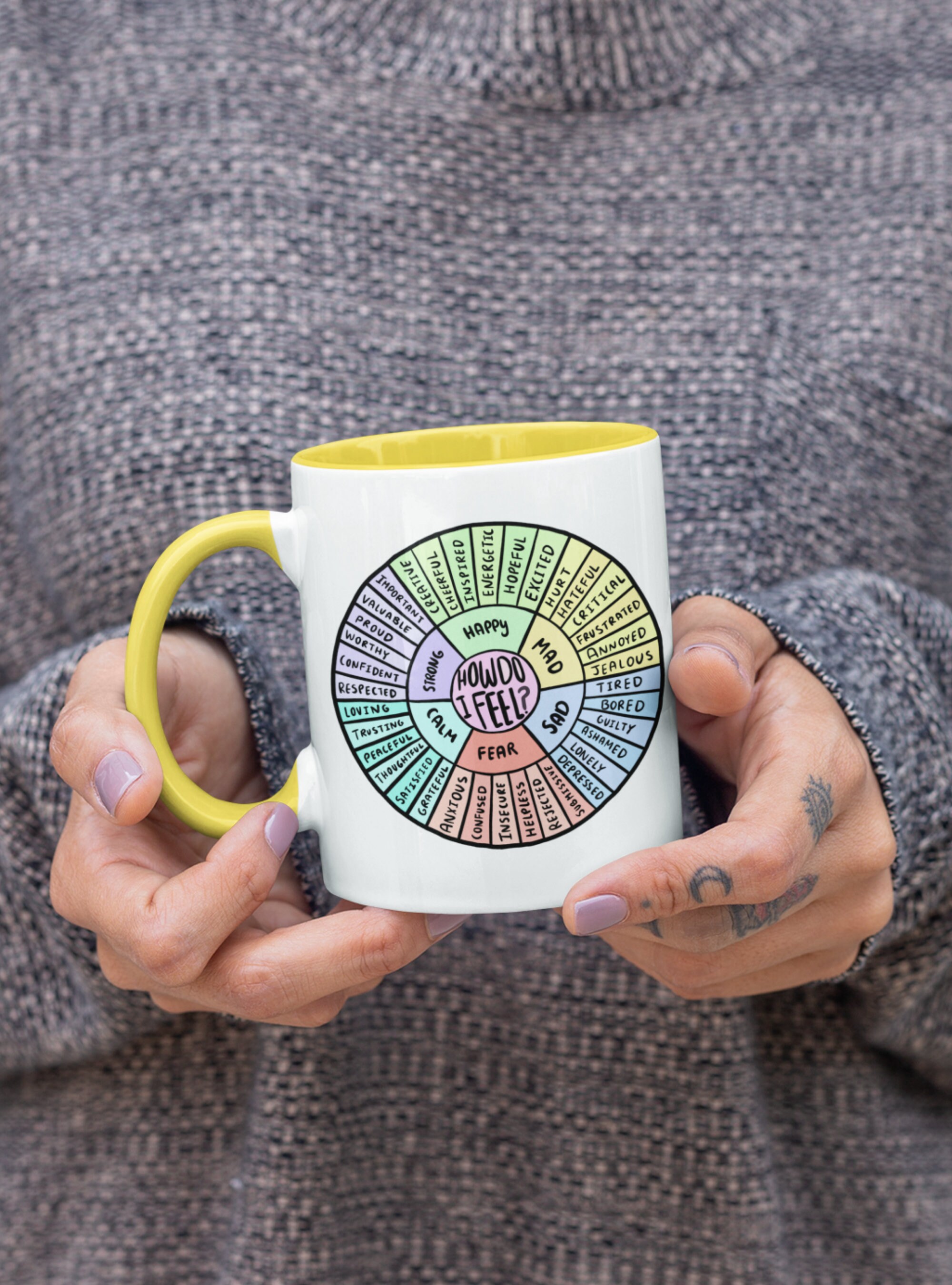 Feelings Mug, Wheel of Emotions, Feelings Wheel, Therapist Mug, Self ...