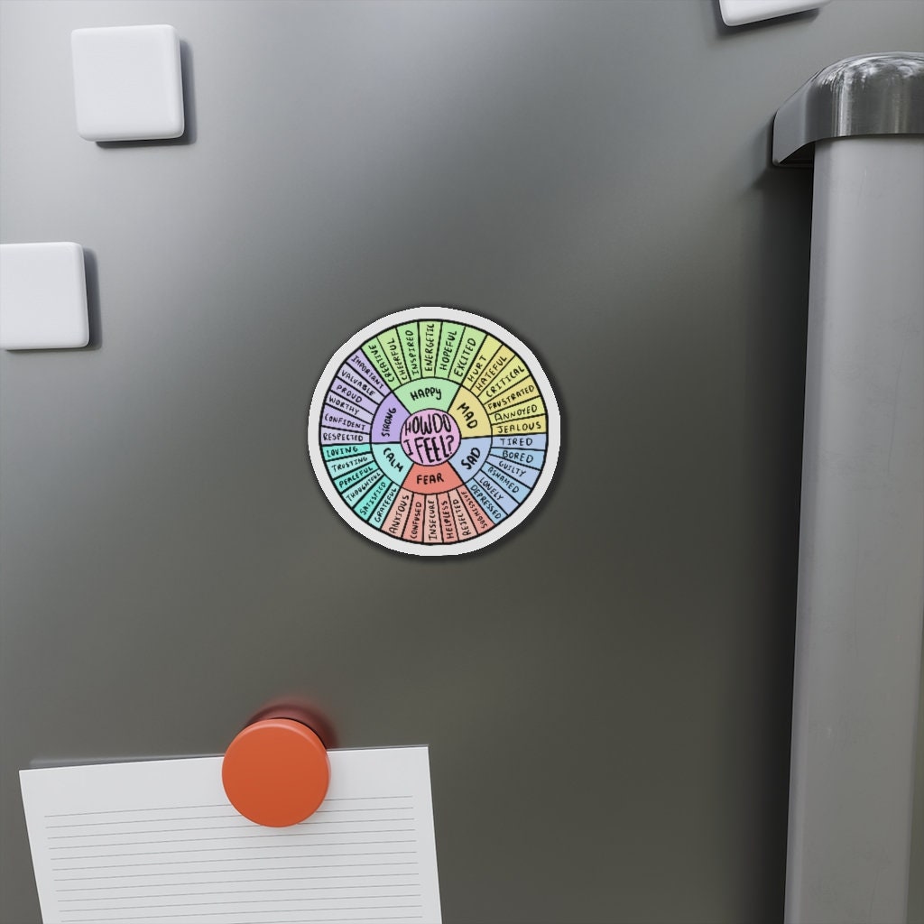 Feelings Wheel Magnet, Mental Health Magnet, Emotions Wheel, Therapy ...
