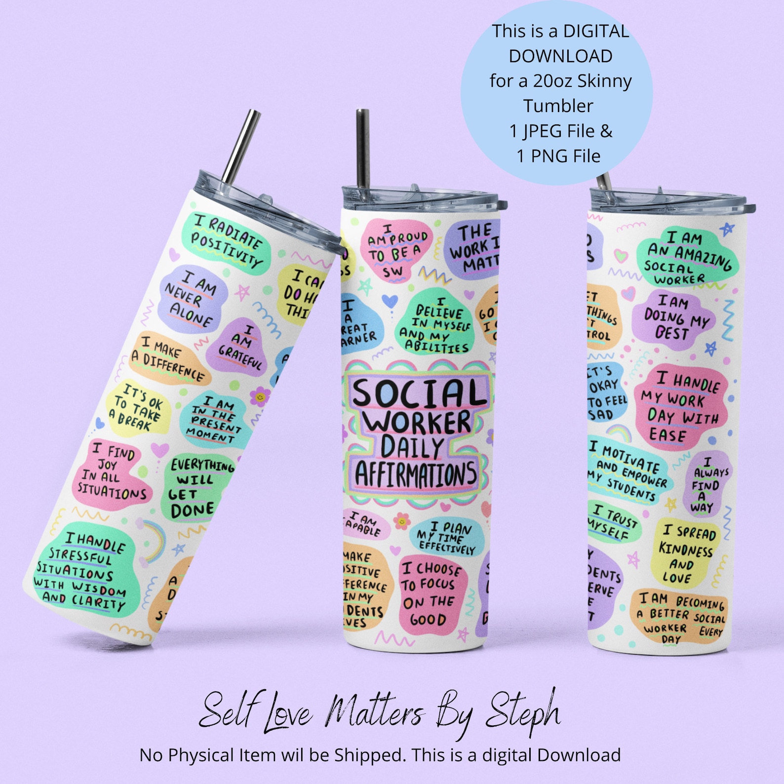 Social Worker Tumbler PNG, Social Worker Tumbler Wrap, 20 Oz Skinny ...