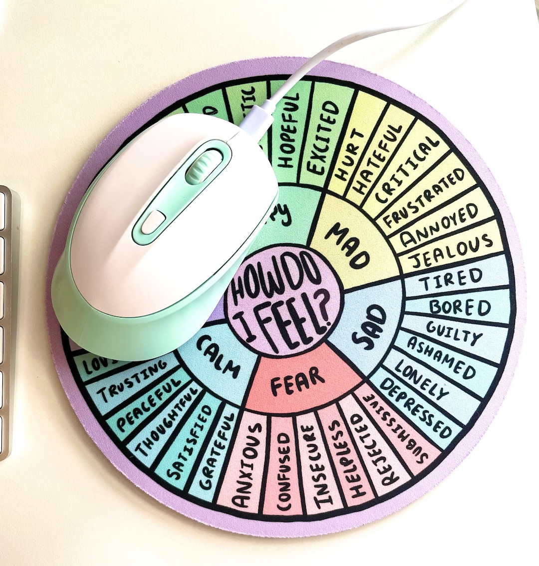 Feelings Wheel MOUSE PAD, Emotions Wheel, Wheel of Emotions, Therapist ...