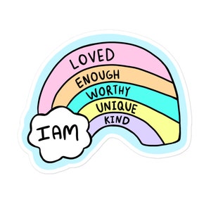 Positive Affirmations, Rainbow Vinyl Sticker, Mental Health Sticker ...