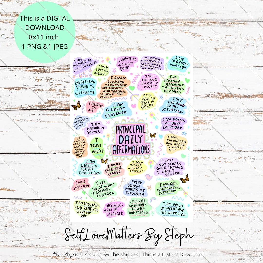 Principal Daily Affirmations Digital Poster 8x11 Inch - Etsy