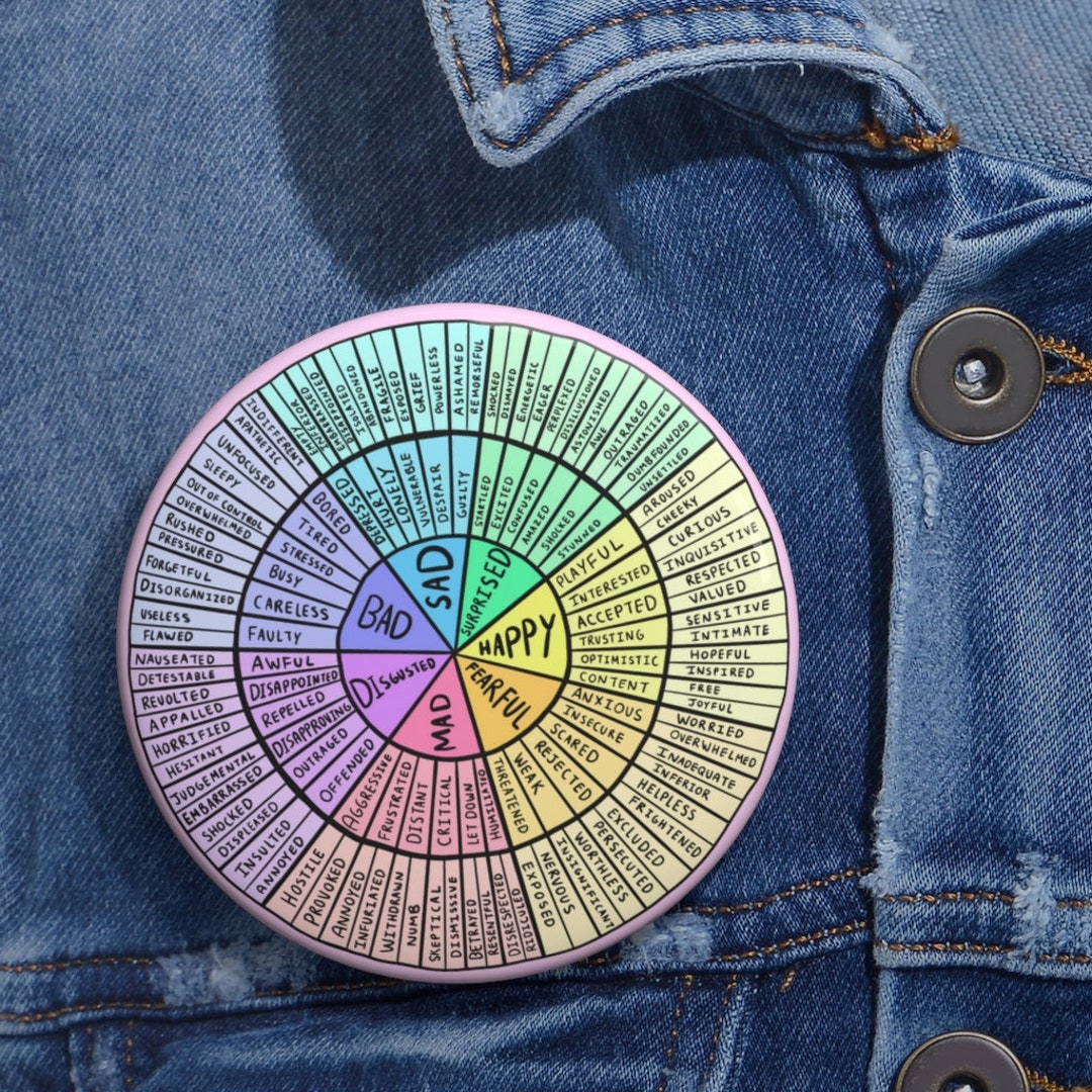 Feelings Wheel Pin, Emotions Wheel, Mental Health Pin, Therapy Tools ...