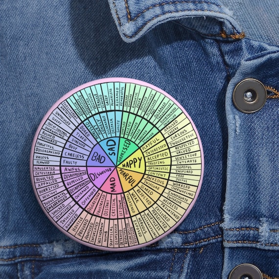 Feelings Wheel Pin Emotions Wheel Mental Health Pin Therapy - Etsy