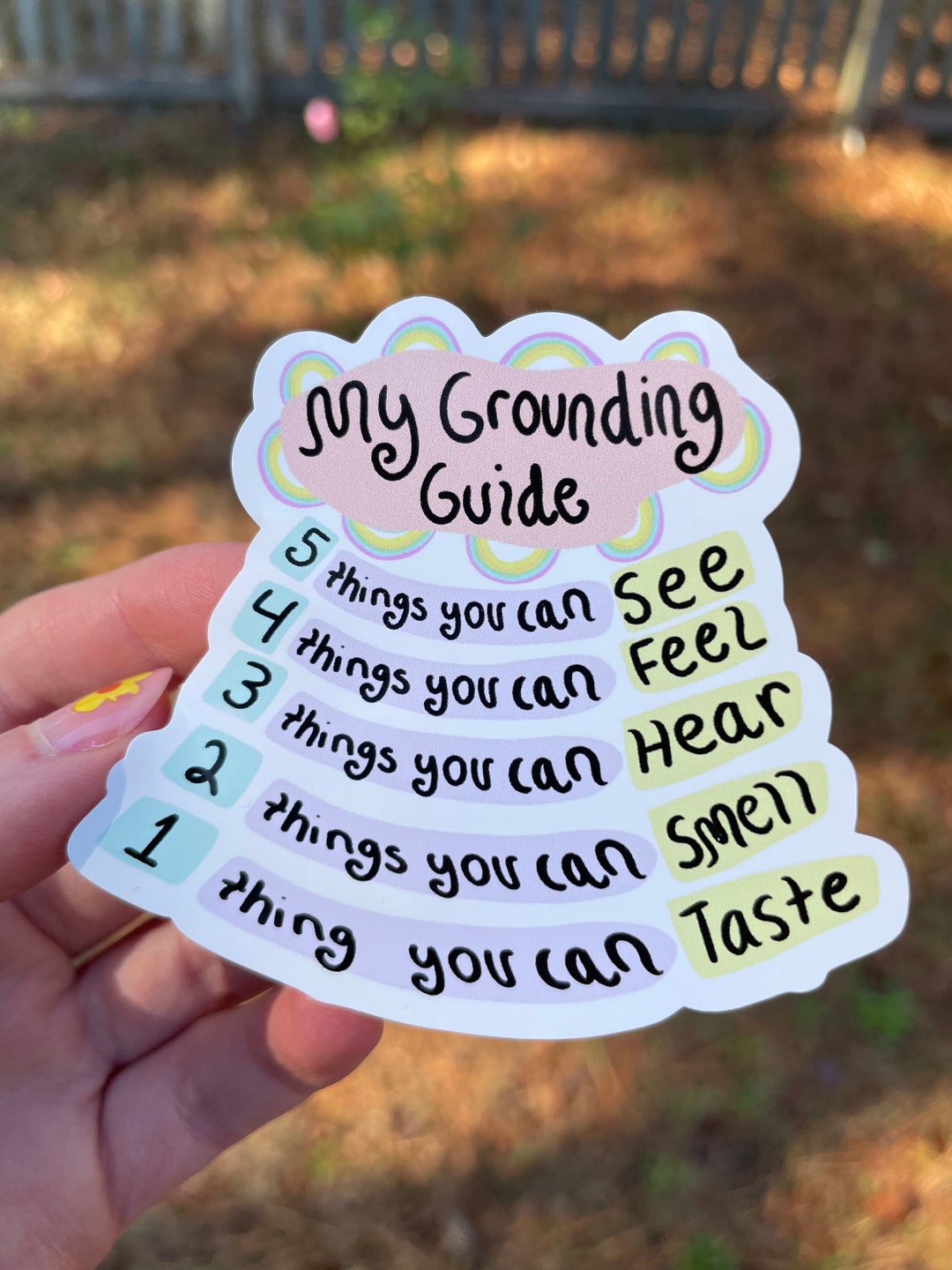 Grounding Guide, Mental Health Sticker, Grounding Exercises, Therapy ...