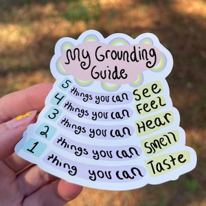 Grounding Guide, Mental Health Sticker, Grounding Exercises, Therapy ...