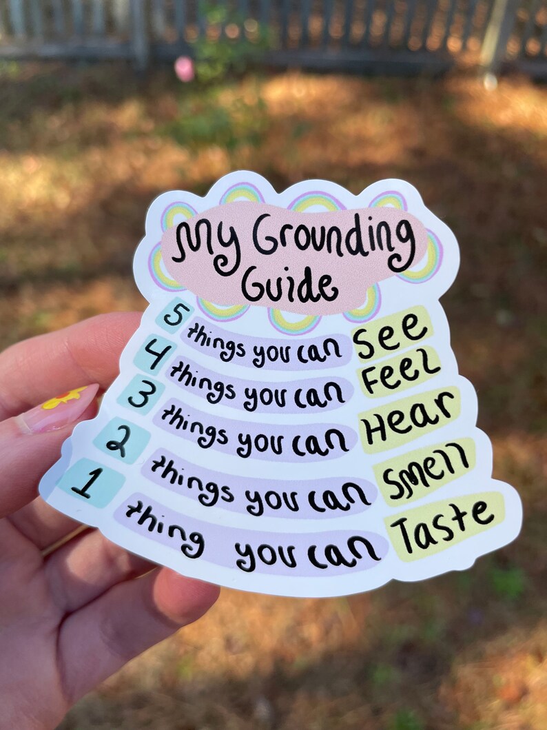 Grounding Guide, Mental Health Sticker, Grounding Exercises, Therapy ...