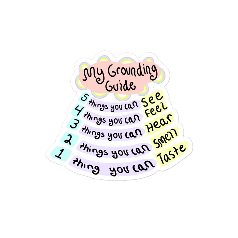 Grounding Guide, Mental Health Sticker, Grounding Exercises, Therapy ...