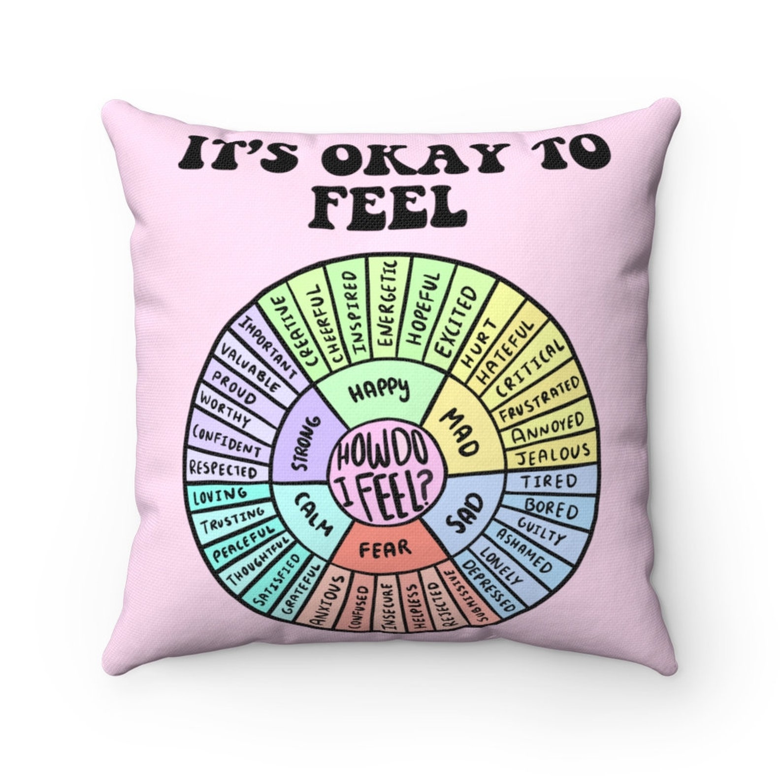 Pink Feelings Wheel Pillow Emotions Wheel Pillow Mental | Etsy