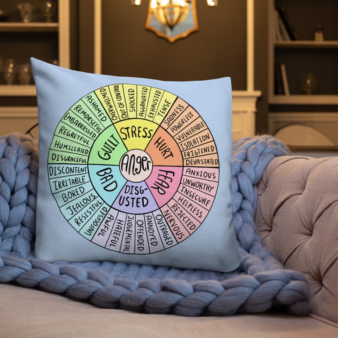Feelings Wheel, Emotions Wheel Pillow, Mental Health Pillow, Therapy ...