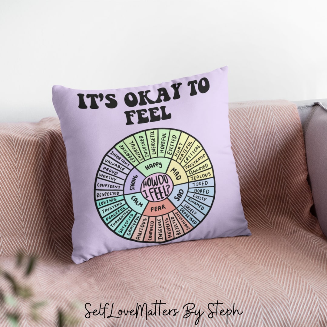 Feelings Wheel Throw Pillow, Emotions Wheel Pillow, Mental Health ...