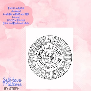 Grief Emotions Feeling Wheel PDF Digital Download Mental Health Digital ...