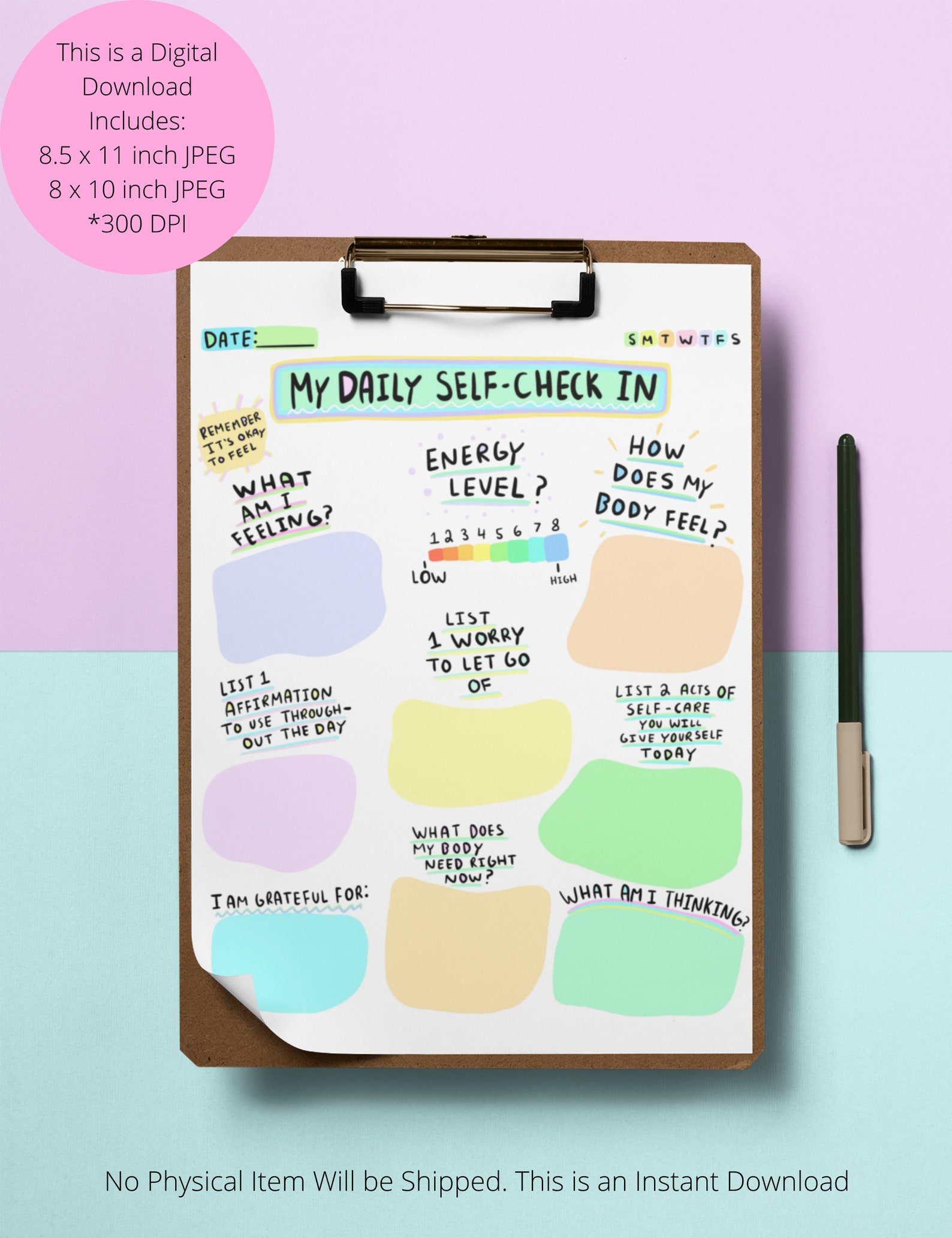 Mental Health Check in Daily Check in Digital Download Mental Health ...