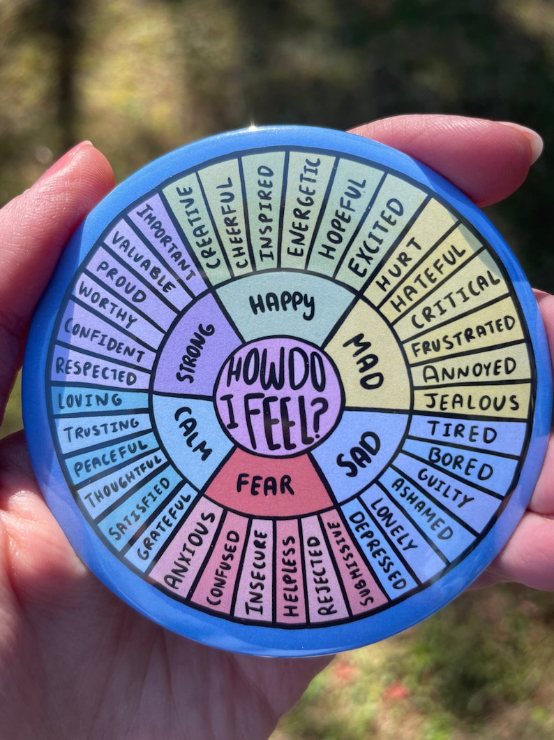 Feelings Wheel Pin Mental Health Pin Emotions Wheel Mental - Etsy