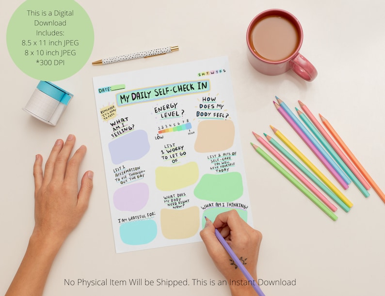 Mental Health Check in Daily Check in Digital Download Mental Health ...