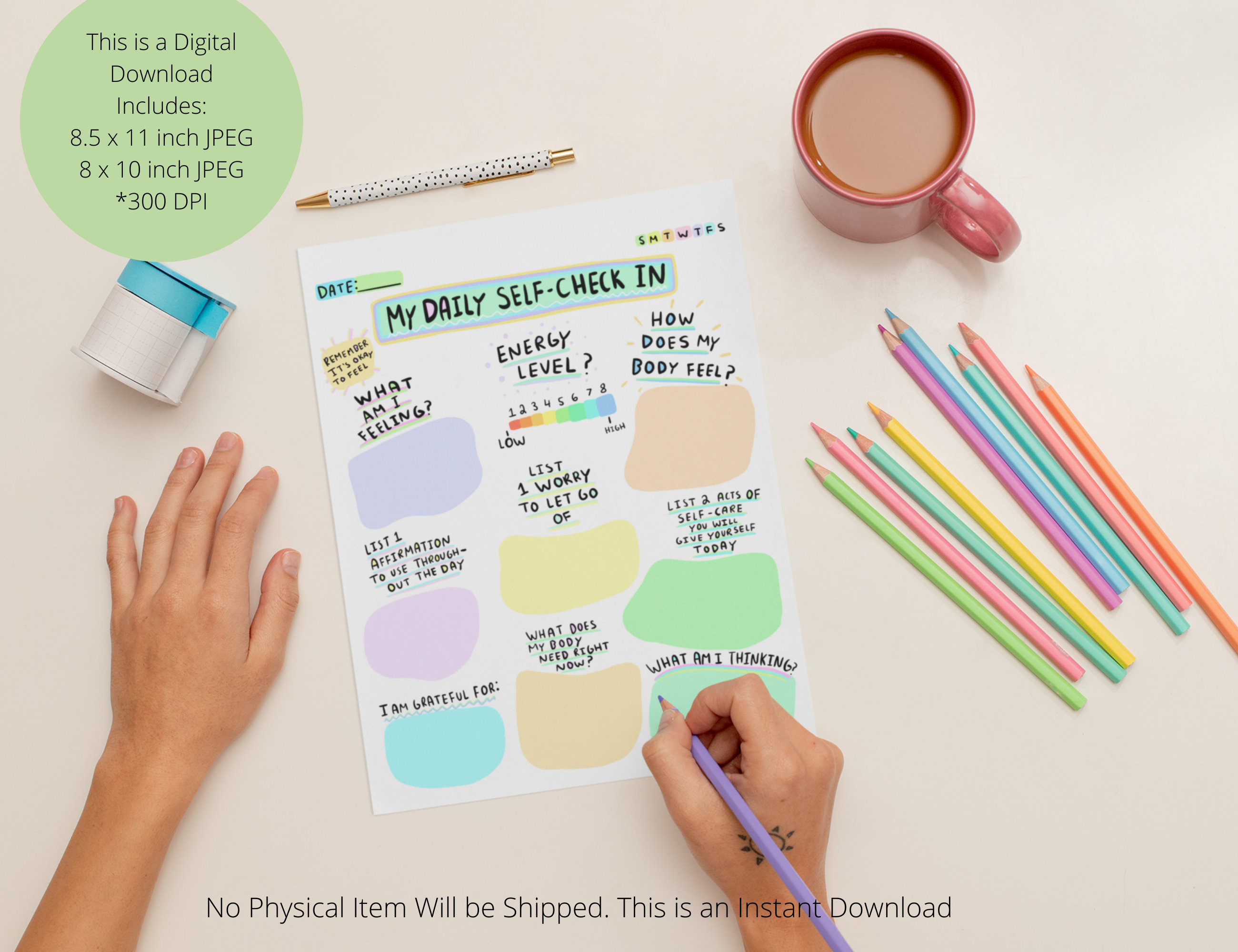 Mental Health Check in Daily Check in Digital Download Mental - Etsy