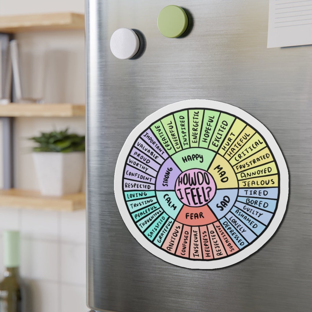 Feelings Wheel Magnet, Mental Health Magnet, Emotions Wheel, Therapy ...
