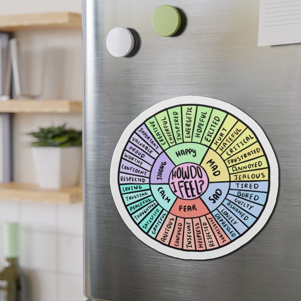 Feelings Wheel Magnet, Mental Health Magnet, Emotions Wheel, Therapy ...