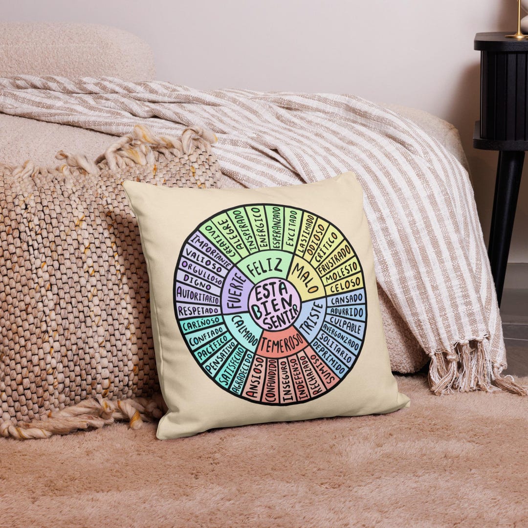 Spanish Feelings Wheel Pillow, Emotions Wheel Pillow, Wheel of Emotions ...
