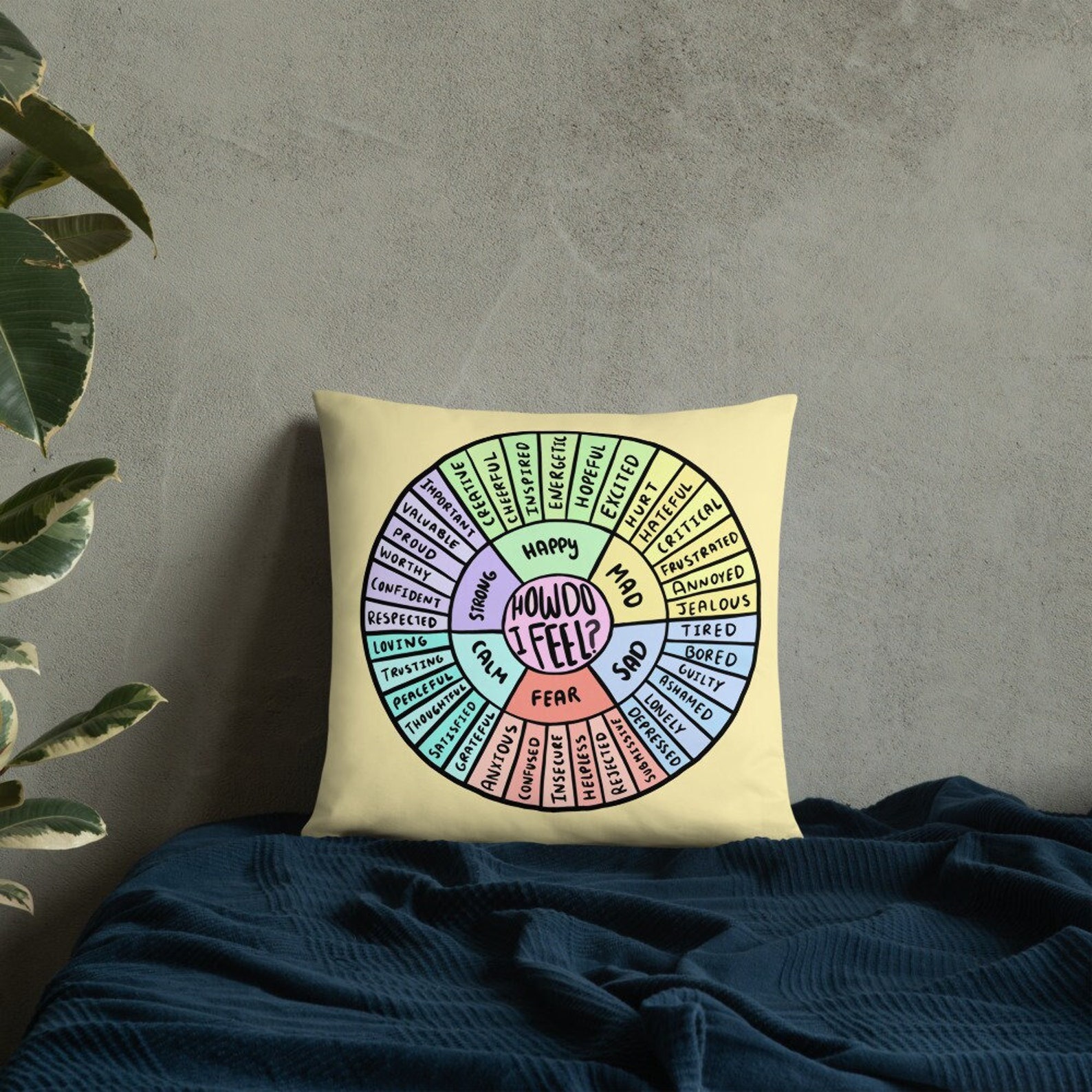 Feelings Wheel Pillow Emotions Wheel Pillow Wheel of | Etsy