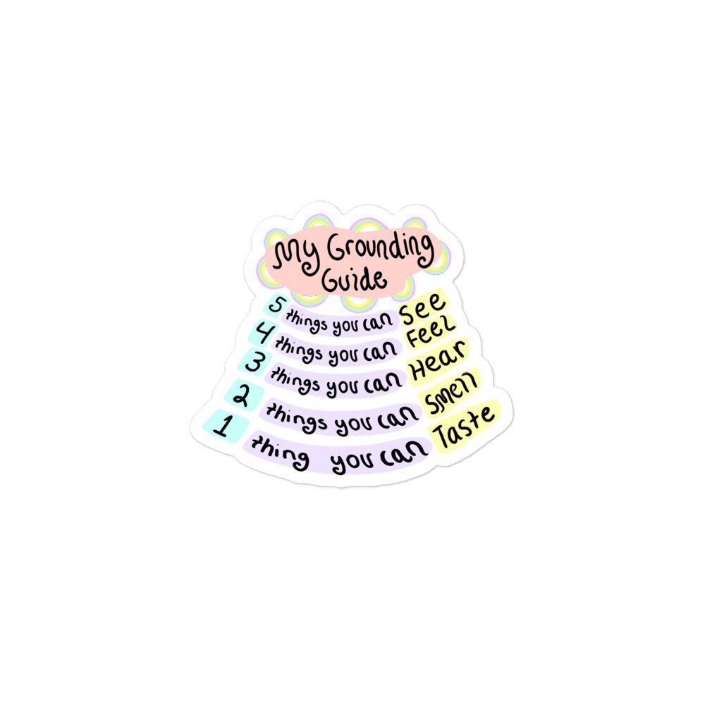 Grounding Guide, Mental Health Sticker, Grounding Exercises, Therapy ...