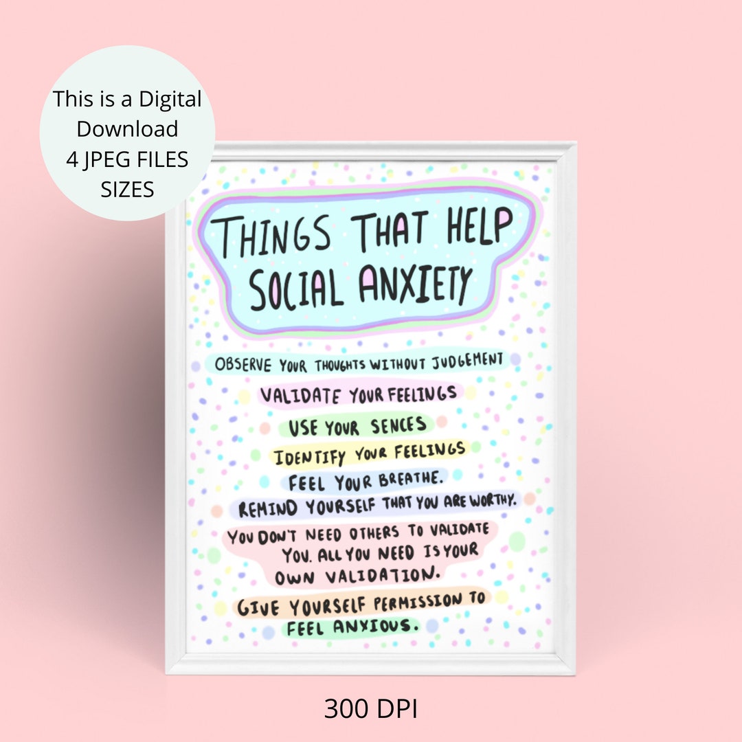 Things That Help Anxiety, Anxiety Poster Digital Download Psychologist ...