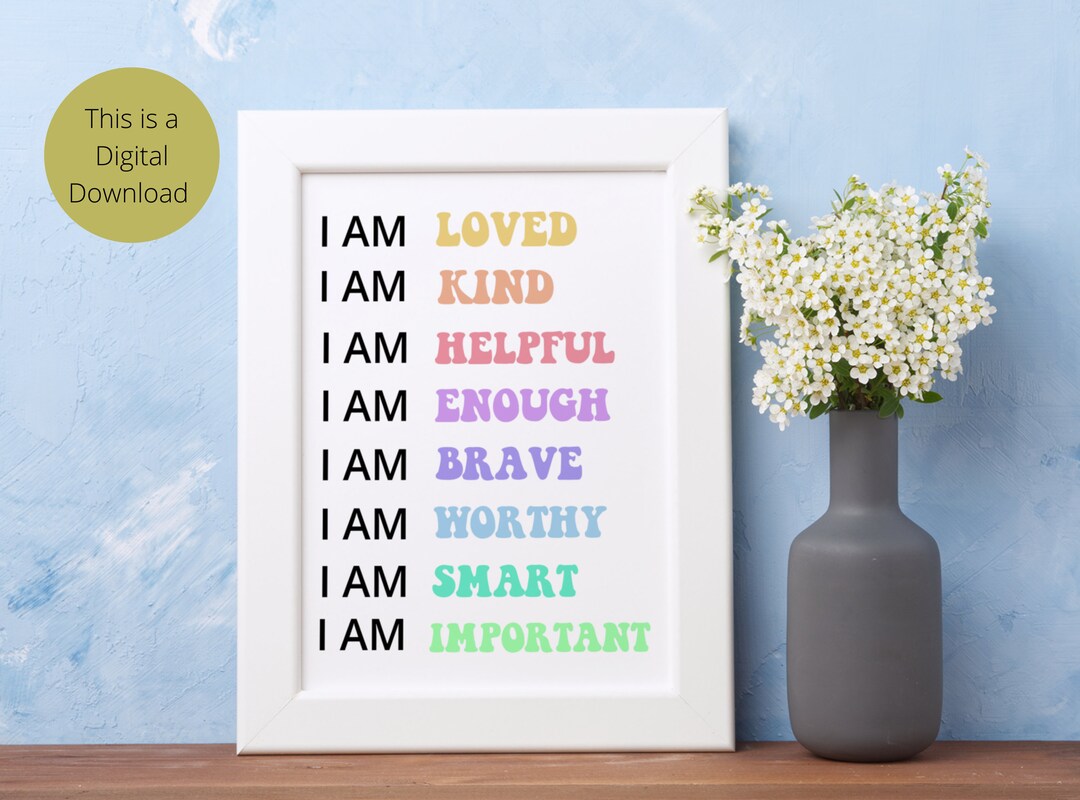 I Am Enough, Affirmations Printable Art, Kids Affirmations, Children ...