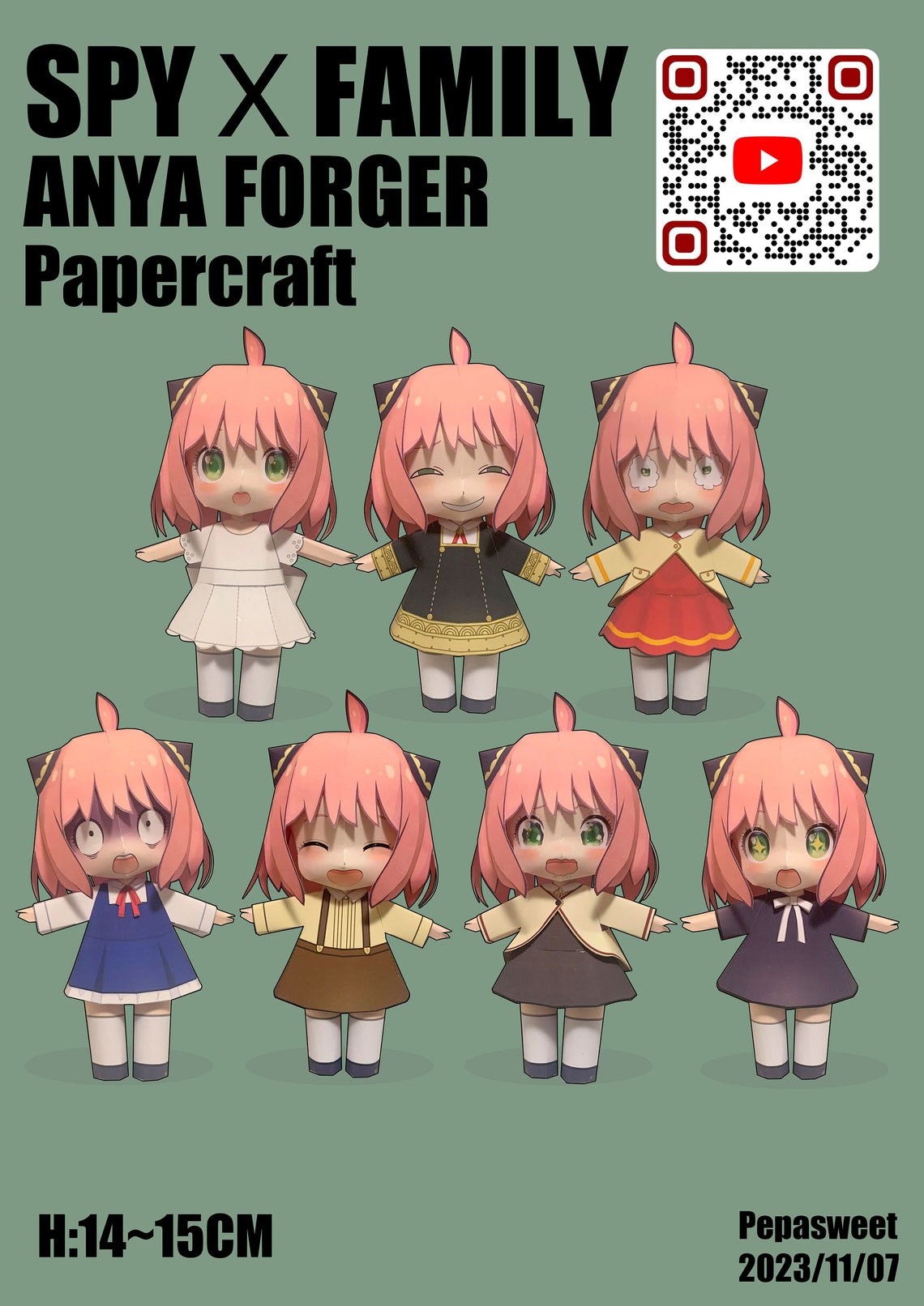 Spy X Family ,anya Forger, Papercraft , Pepakura, 3D Model Paper , PDF ...