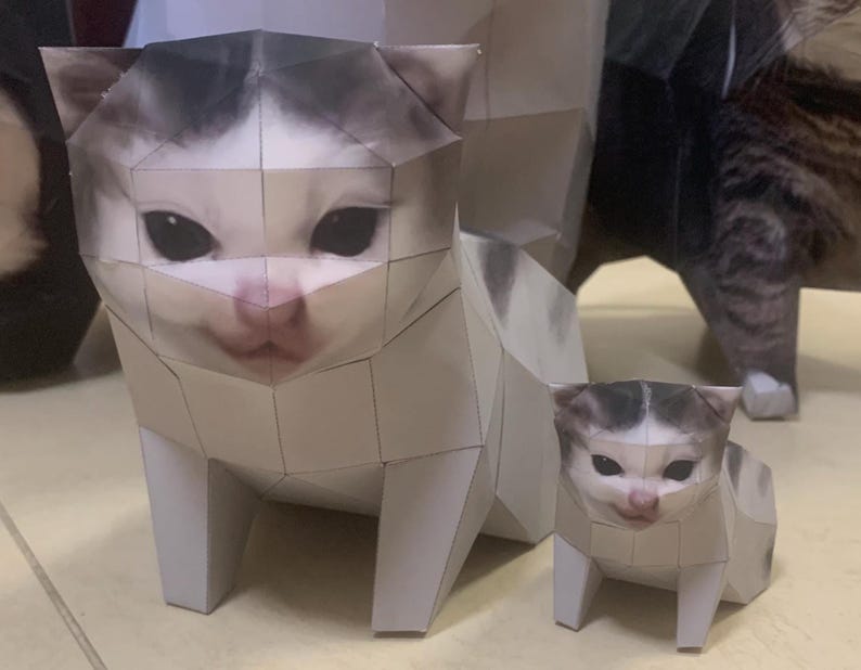 Big Memes Cat ,baby Kitler Cat 1:1 & Mini , Memes , Papercraft , PDF ...