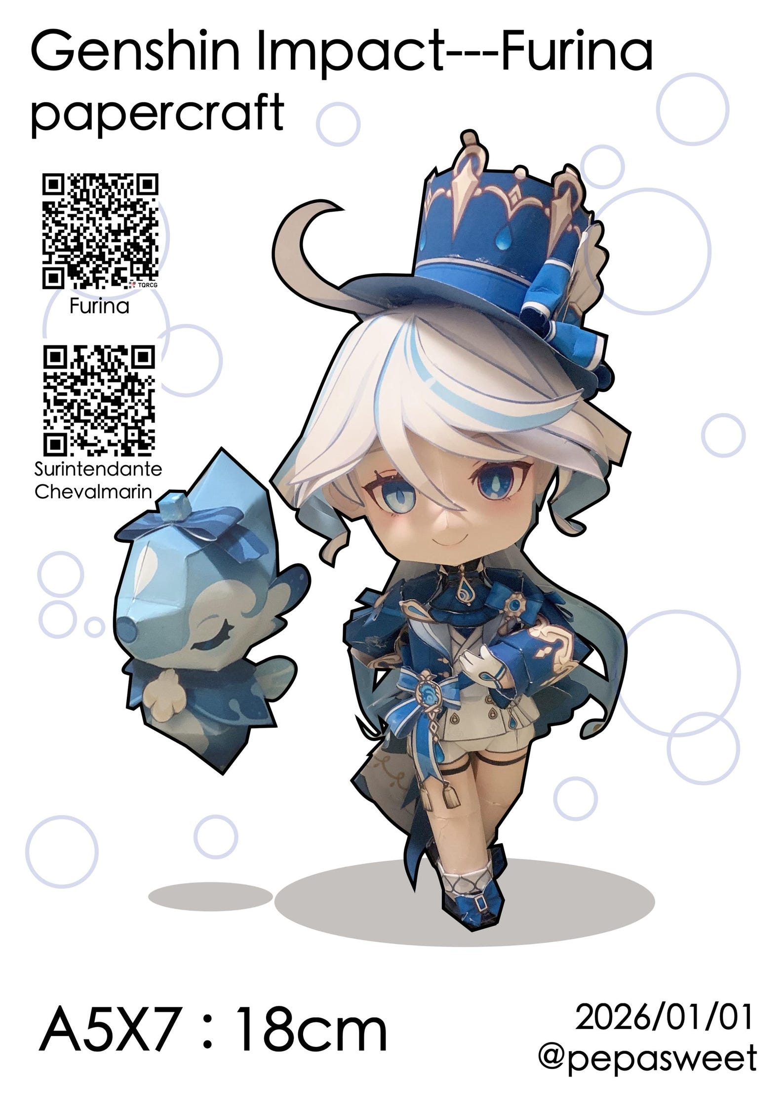 Genshinimpact, Furina, Papercraft , Pepakura, 3D Model Paper , PDF ...