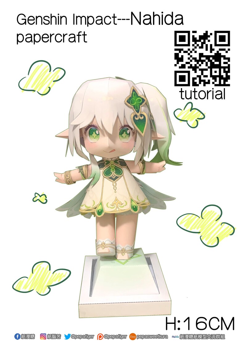Genshinimpactnahida Papercraft Pepakura 3D Model Paper - Etsy