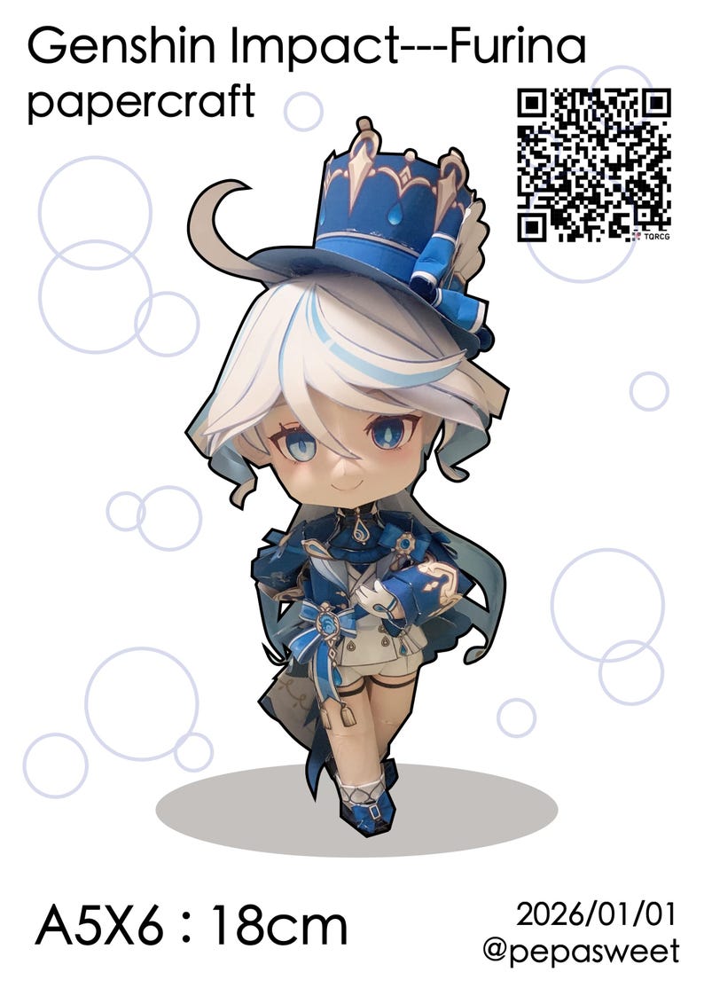 Genshinimpact, Furina, Papercraft , Pepakura, 3D Model Paper , PDF ...