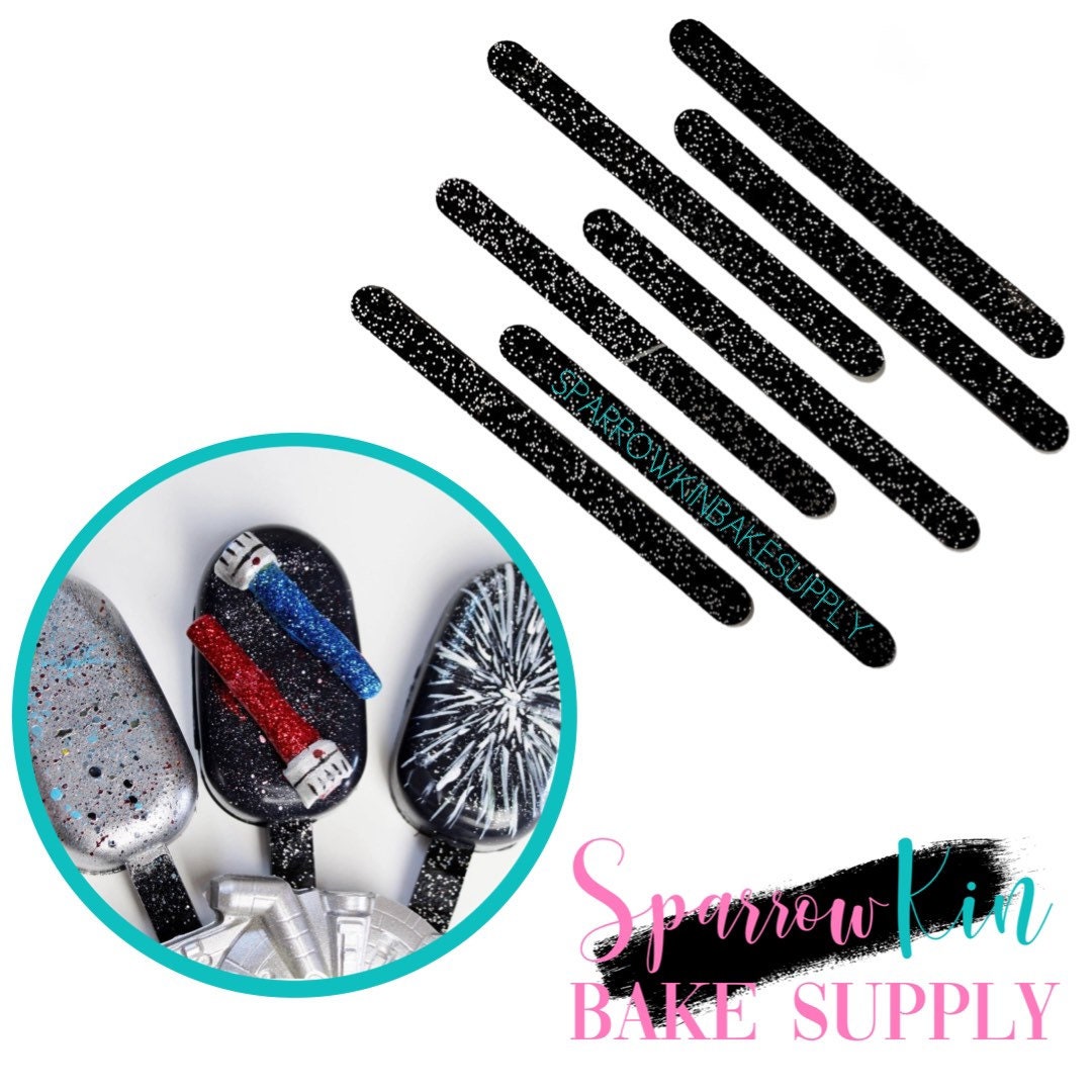 BLACK GLITTER Cakesicle/ Popsicle Sticks 12pk - Etsy