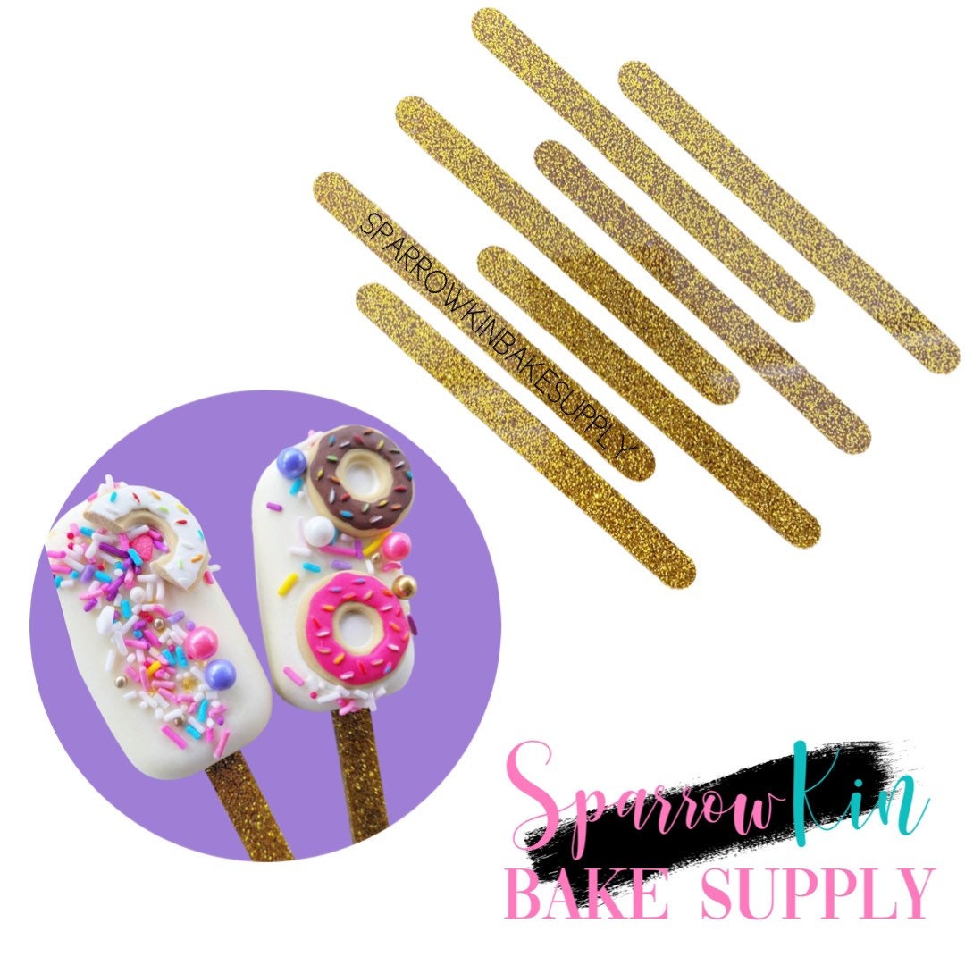 GOLD GLITTER Cakesicle/ Popsicle Sticks 12pk - Etsy