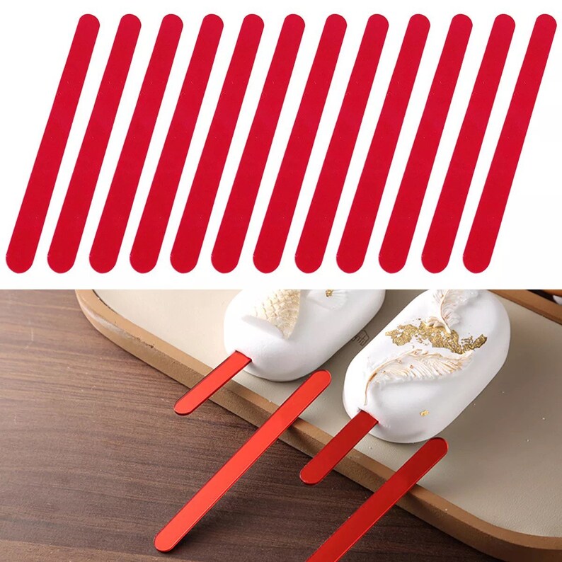 MIRRORED RED Cakesicle/ Popsicle Acrylic Sticks 12pk - Etsy