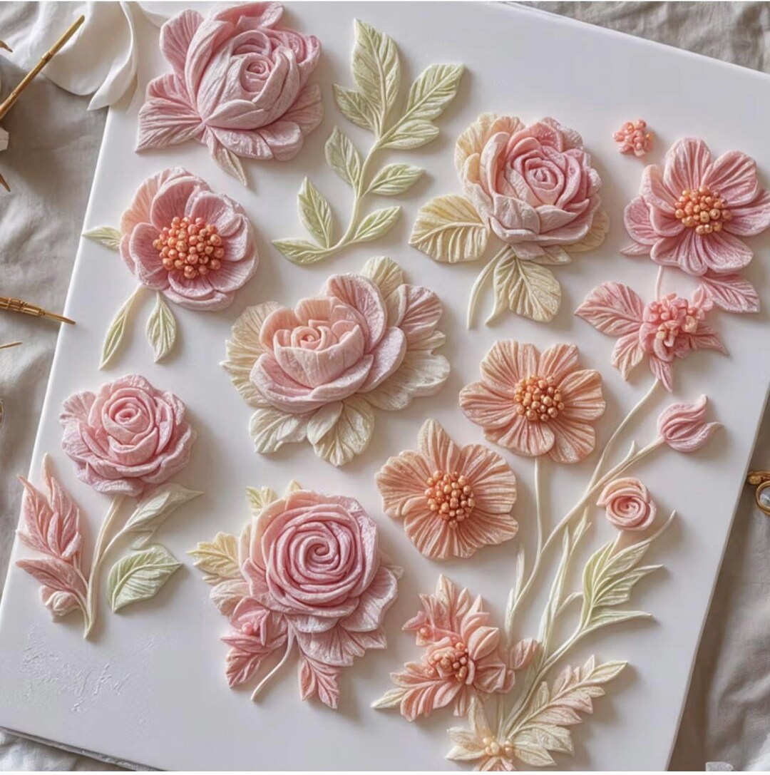 DELICATE ROSES and FLOWERS Silicone Mold Extra Large Mold, A Must Have ...